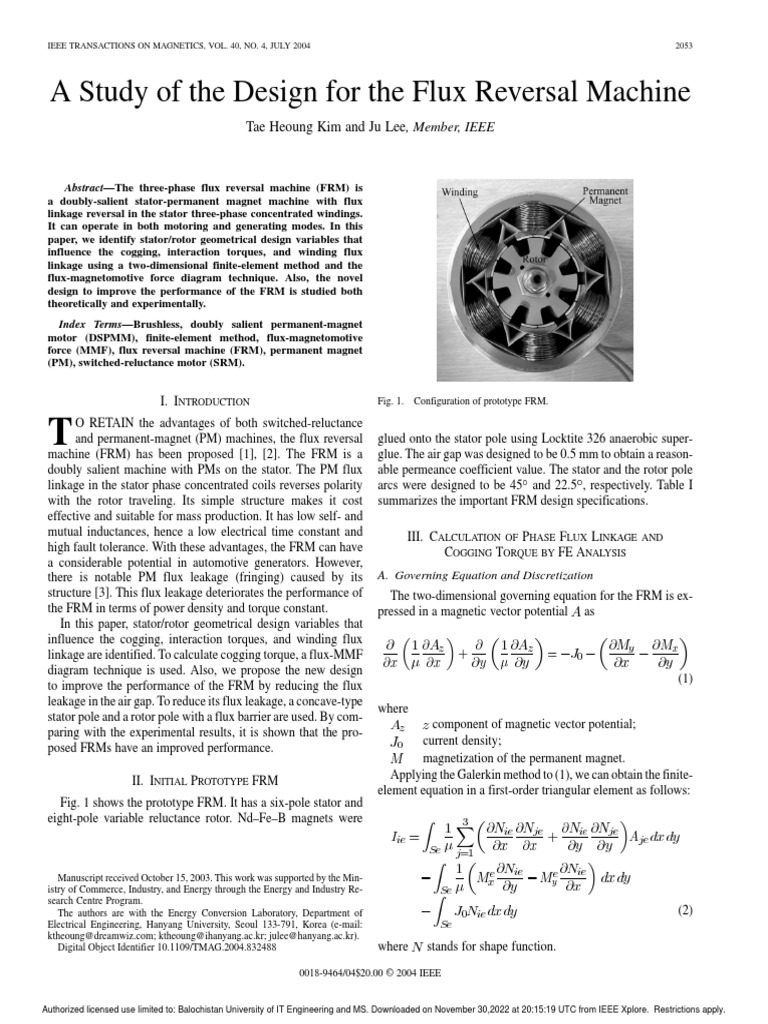 A Study of The Design For The Flux Reversal Machine 221201 011547 ...