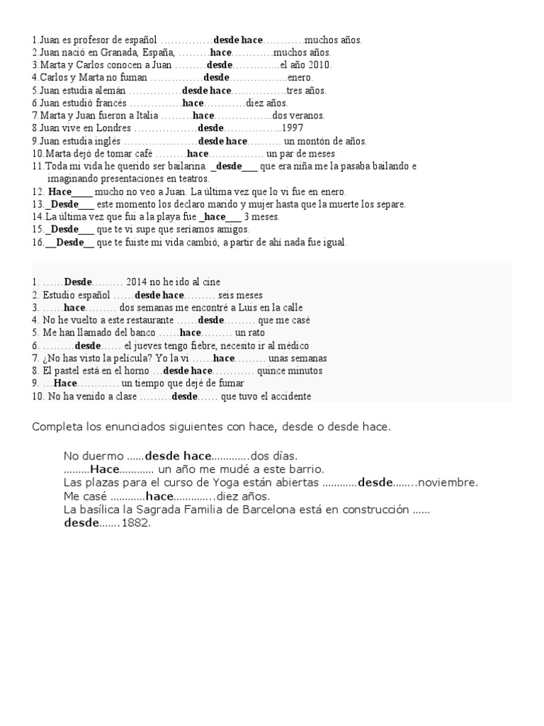 Desde. Desde Hace Hace | PDF