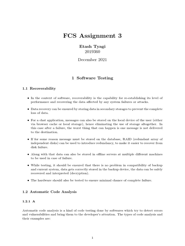 FCS Assignment 3: Etash Tyagi 2019360 December 2021 | PDF | Computer Data Storage | Operating System