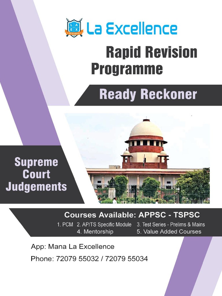 Supreme Court judgments ready reckoner guide | PDF | Supreme Court Of India | Justice
