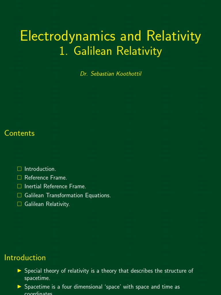 Galilean Relativity | Download Free PDF | Special Relativity | Spacetime