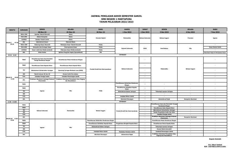 Jadwal PAS Ganjil 2022 | PDF