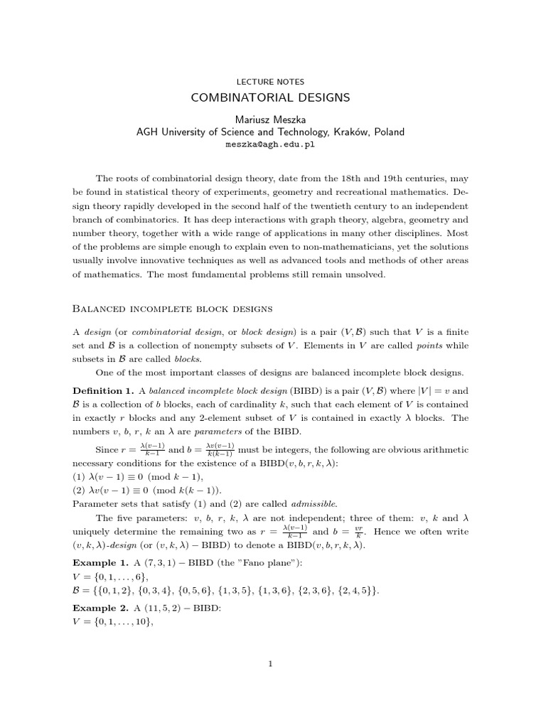 Designs Notes | Download Free PDF | Matrix (Mathematics) | Group ...