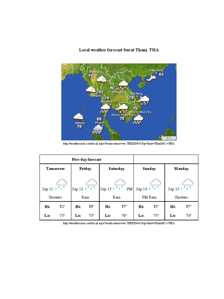 Local Weather Forecast Surat Thani | PDF | Weather | Weather Forecasting