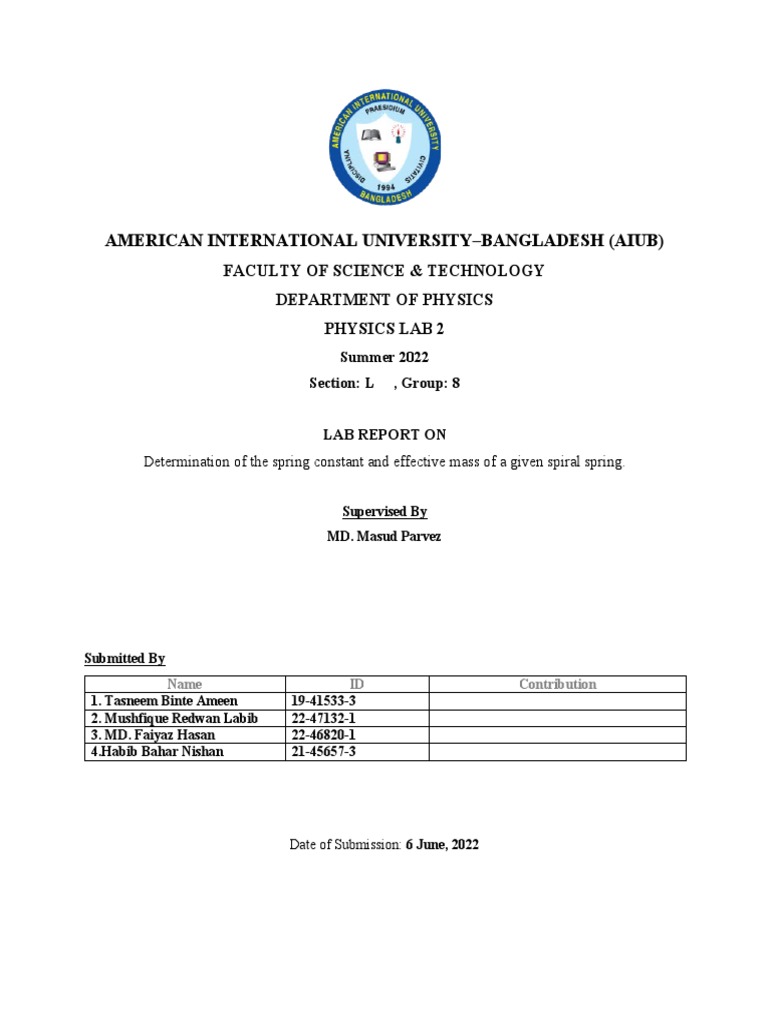Physics-2 LAB Report-3 | PDF | Kinetic Energy | Mass