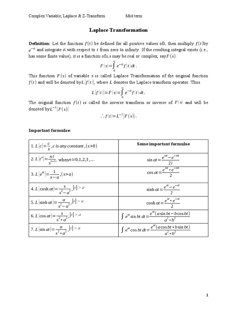 Math3 - CH - Laplace Transform (1) - Fall22-23 | PDF | Laplace ...