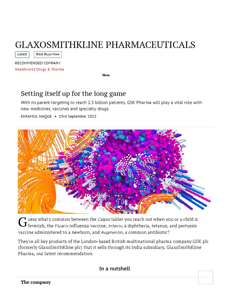 Glaxosmithkline Pharmaceuticals Ltd. - Value Research Stock Advisor ...