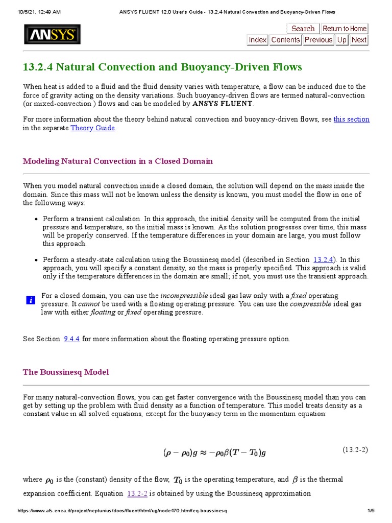 ANSYS FLUENT 12.0 User's Guide - 13.2.4 Natural Convection and Buoyancy ...