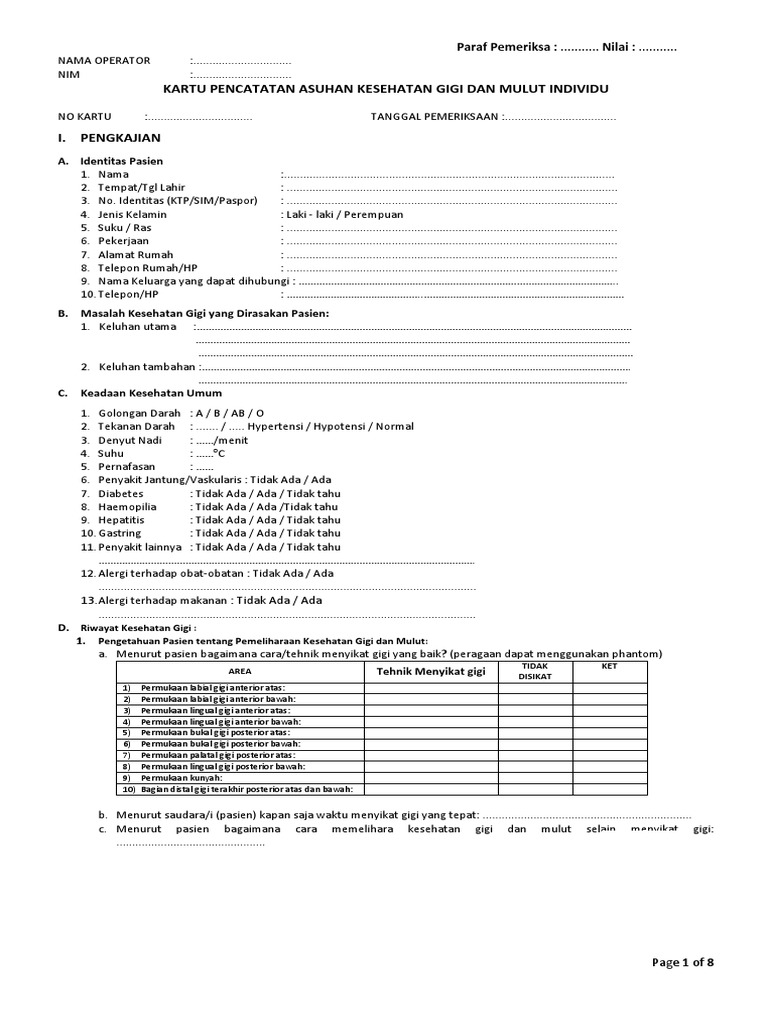 Kartu Status Askep Individu | PDF