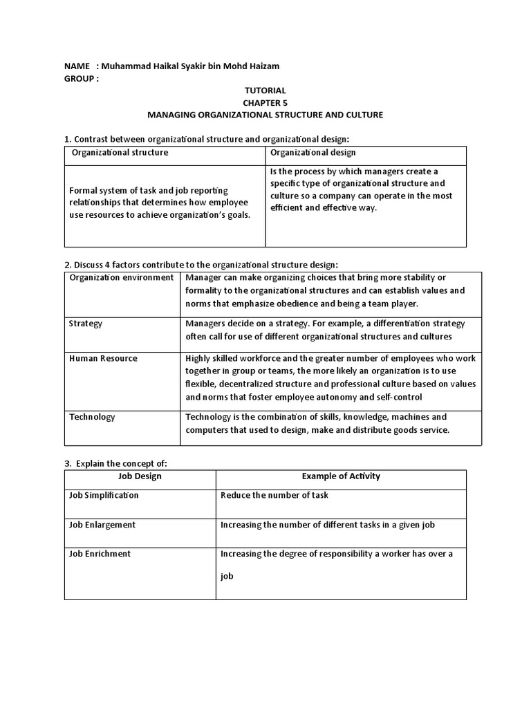 Chapter 4 Tutorial Orga Structure | PDF | Organizational Structure | Business