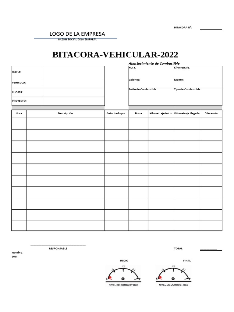Bitacora Vehicular 2022 | PDF