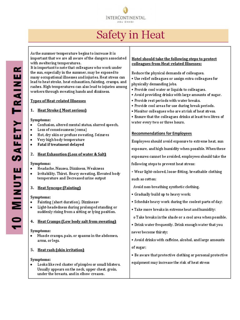 Heat Safety for Hotel Workers | PDF | Hyperthermia | Hypothermia
