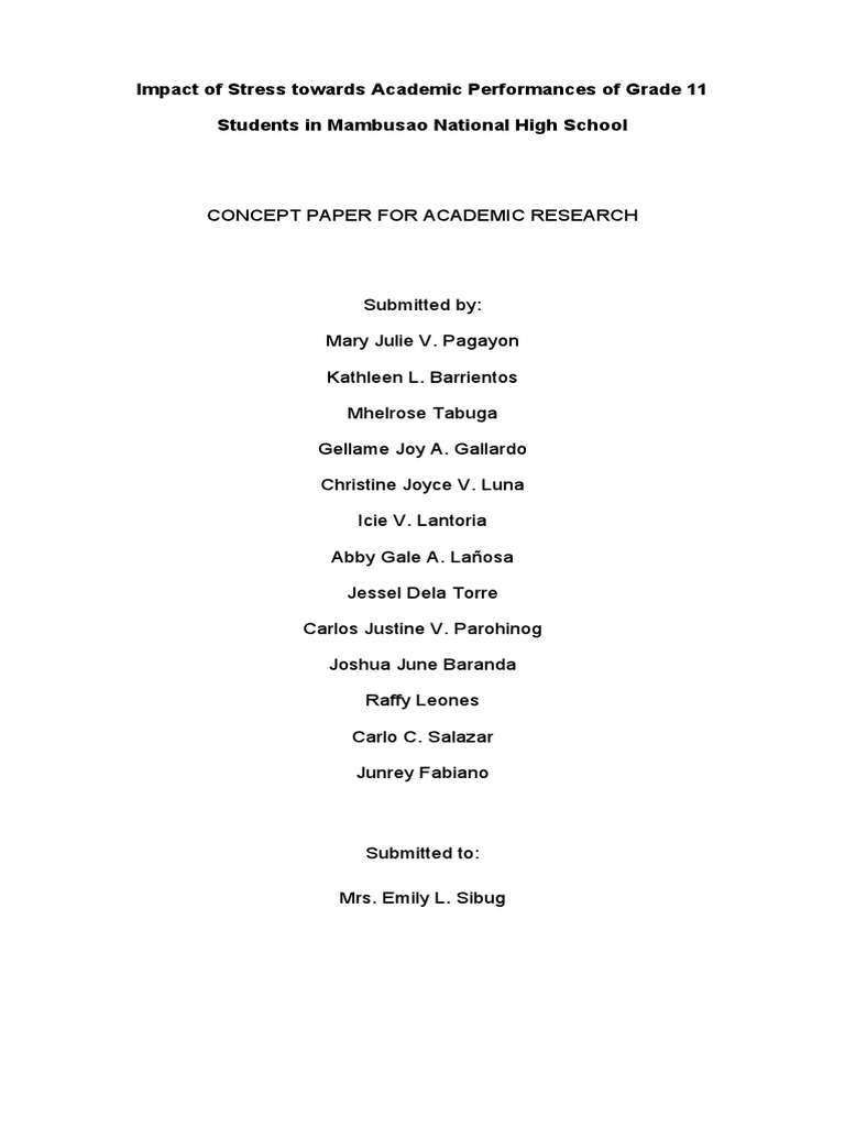 Concept Paper g3 | PDF | Stress (Biology) | Anxiety