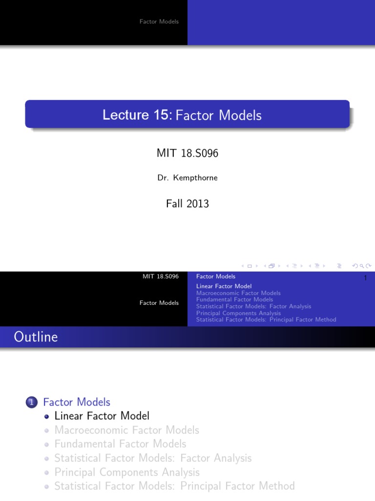 Factor Models Explained | PDF | Principal Component Analysis | Factor Analysis