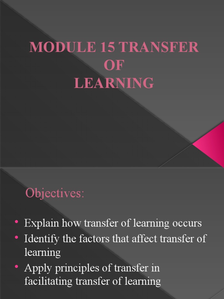 Maximizing Transfer of Learning: Factors that Affect the Application of Knowledge and Skills to ...