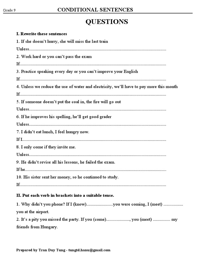 Grade 9 Conditional Sentences Quiz | PDF