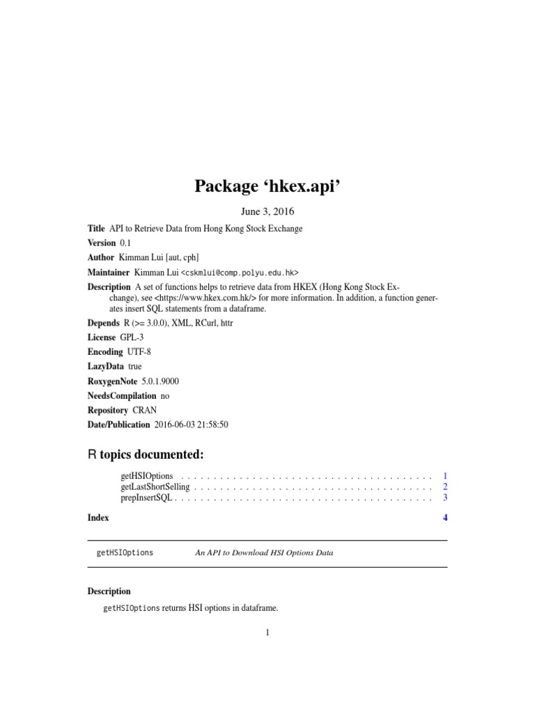 API Functions for Accessing Data from the Hong Kong Stock Exchange | PDF | Information Retrieval ...