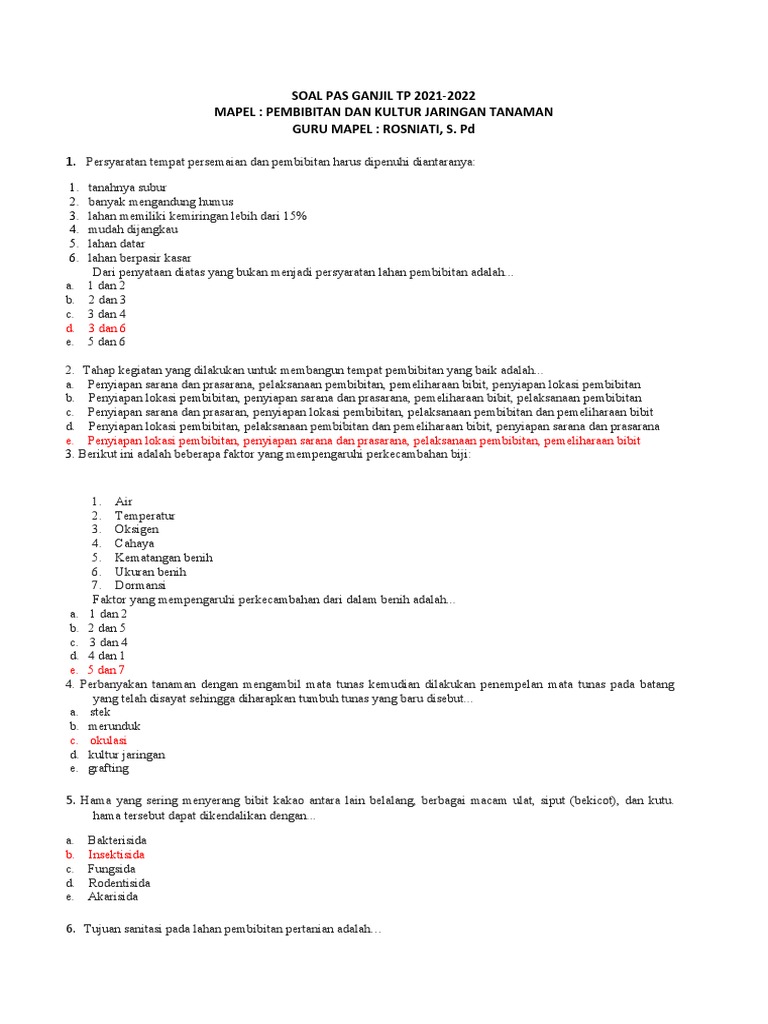 Soal Pas Ganjil TP 2021 | PDF