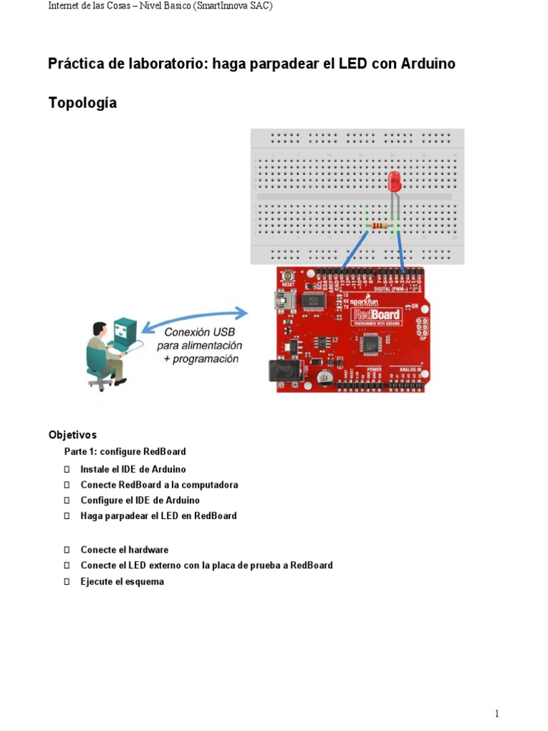 lab1- Blinking an LED | PDF | Arduino | Diodo emisor de luz