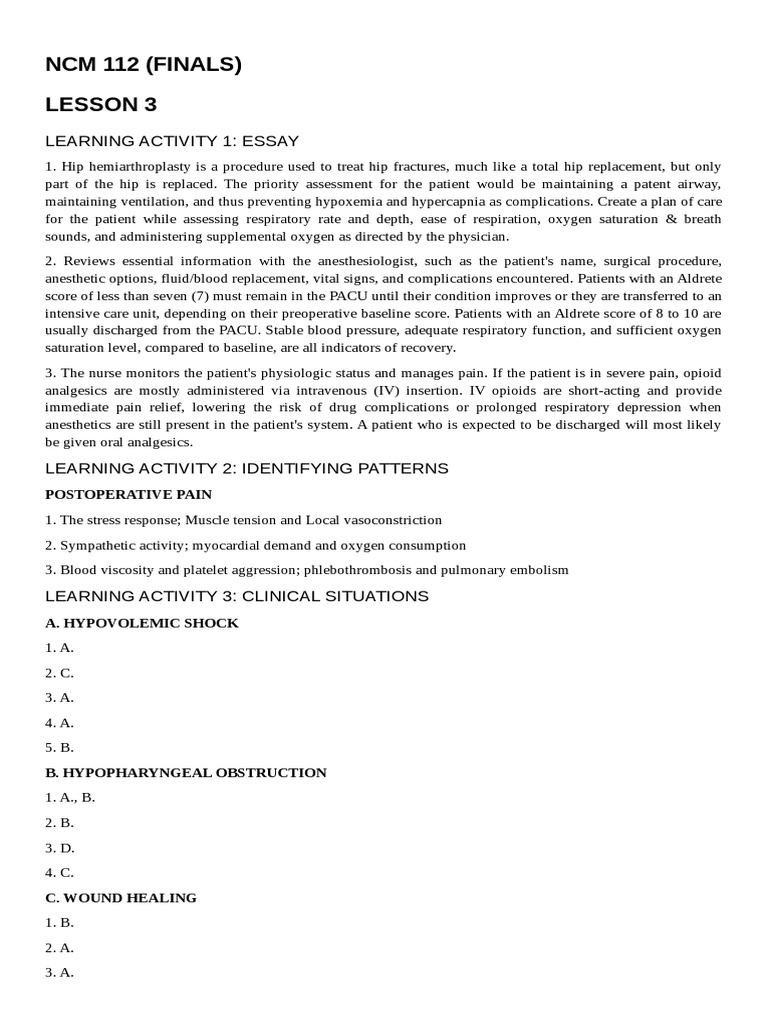 NCM 112 (FINALS) Chap 3 | PDF | Self-Improvement
