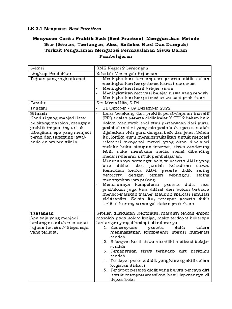LK 3.1 Menyusun Best Practices PPL | PDF