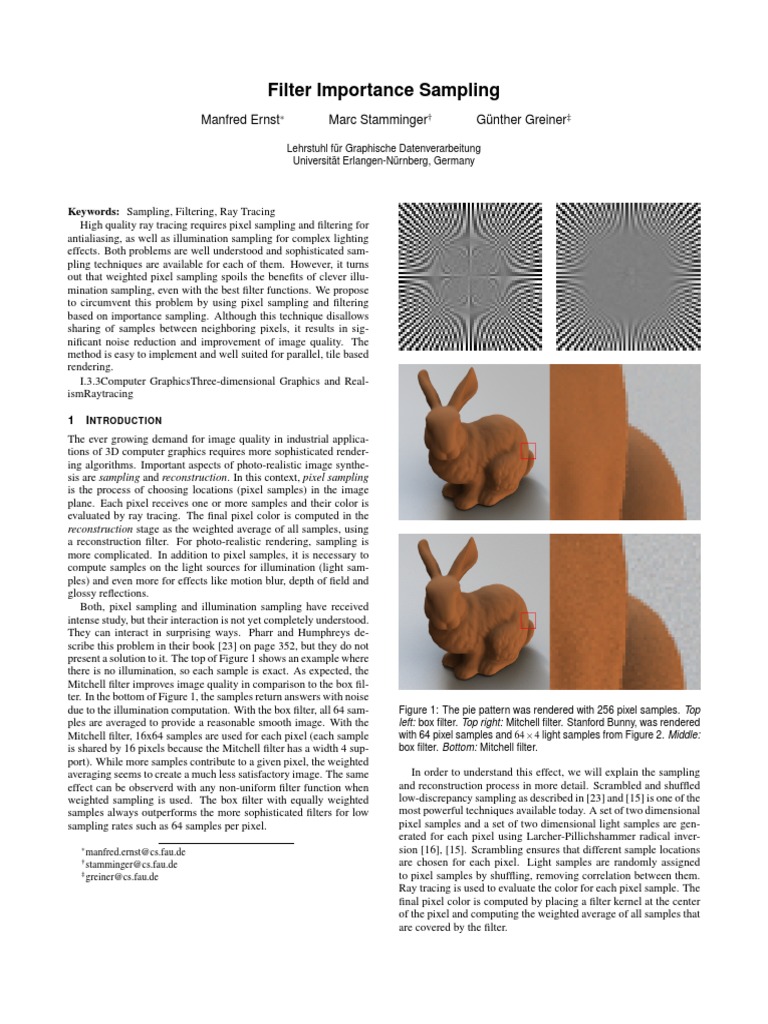 Filter Importance Sampling | PDF | Rendering (Computer Graphics ...