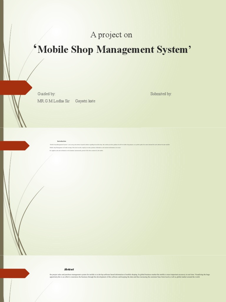 Mobile Shop Management System': A Project On | PDF | User (Computing ...