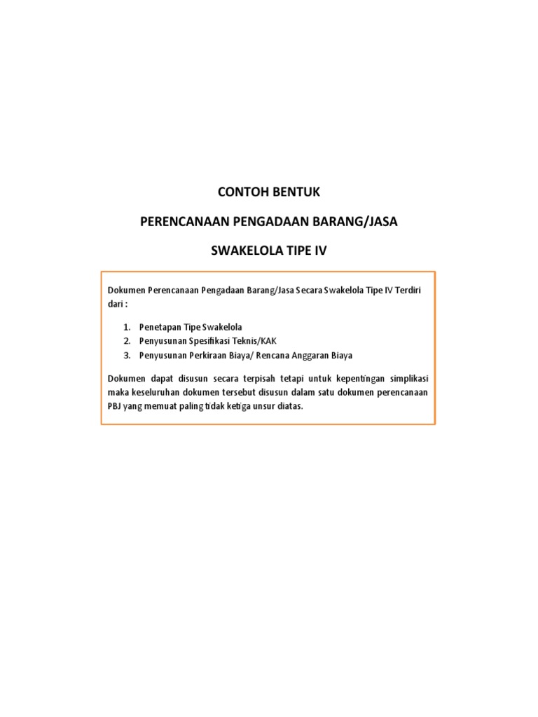 Perencanaan Swakelola Tipe Iv | PDF