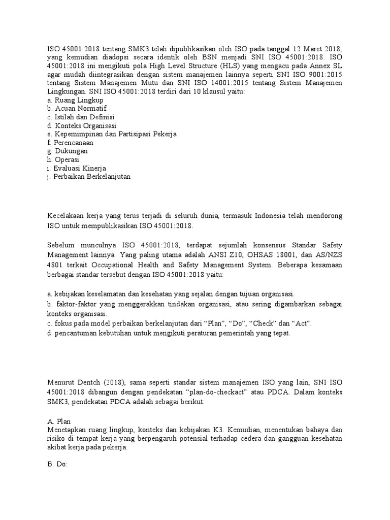 SMK3 Berbasis SNI ISO 45001 2018 | PDF