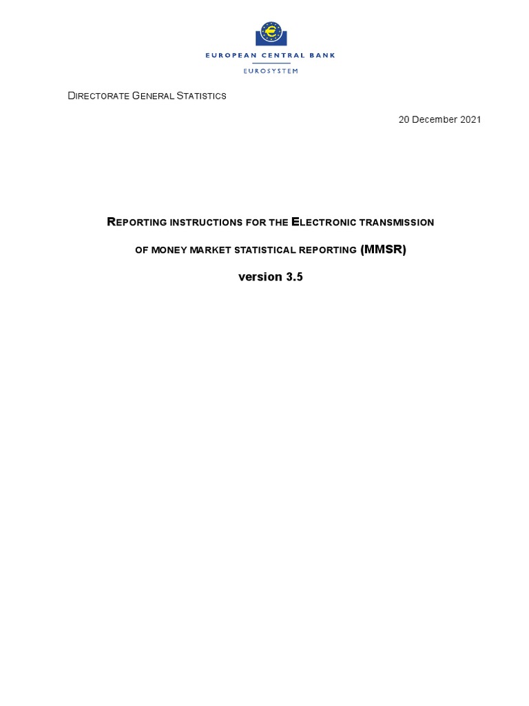 MMSR-Reporting Instructions | PDF | European Central Bank | Euro