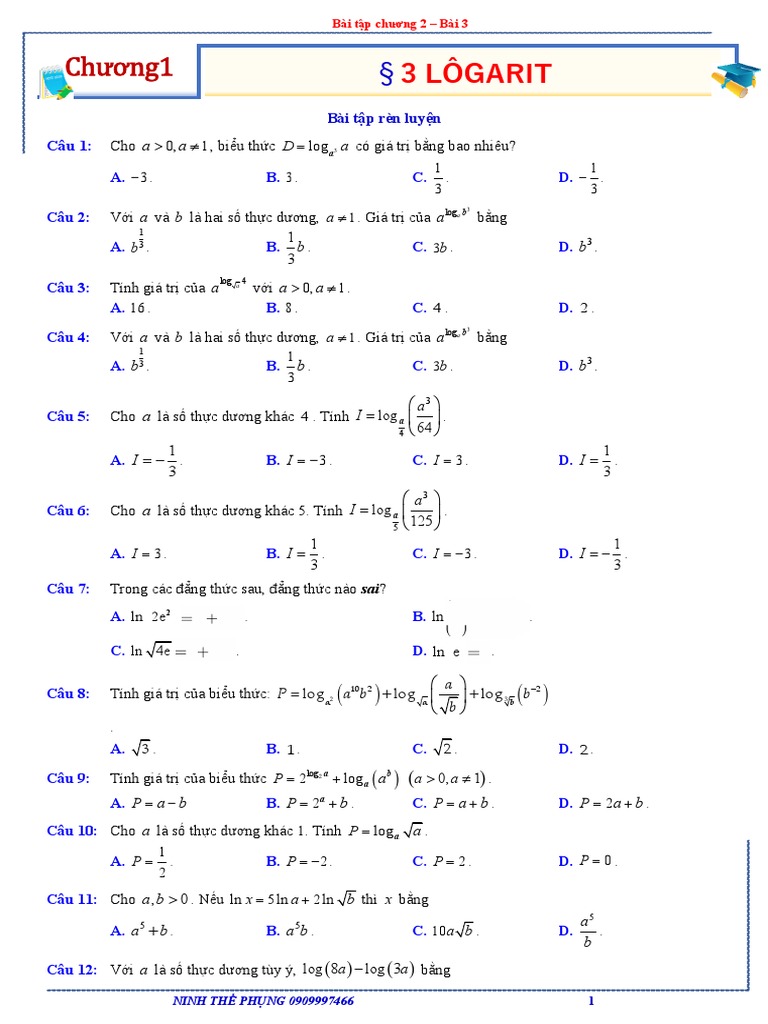 2.GT12 C2 - B3 Logarit Thêm | PDF