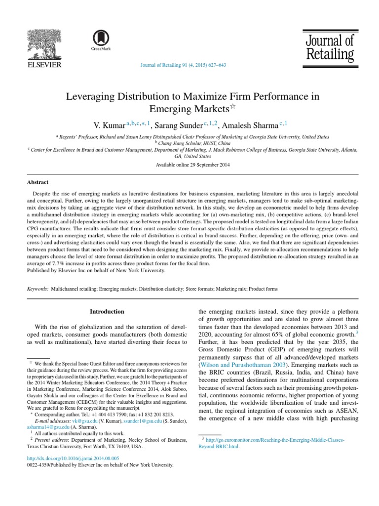 Kumar Et Al 2019 Pdf Retail Marketing