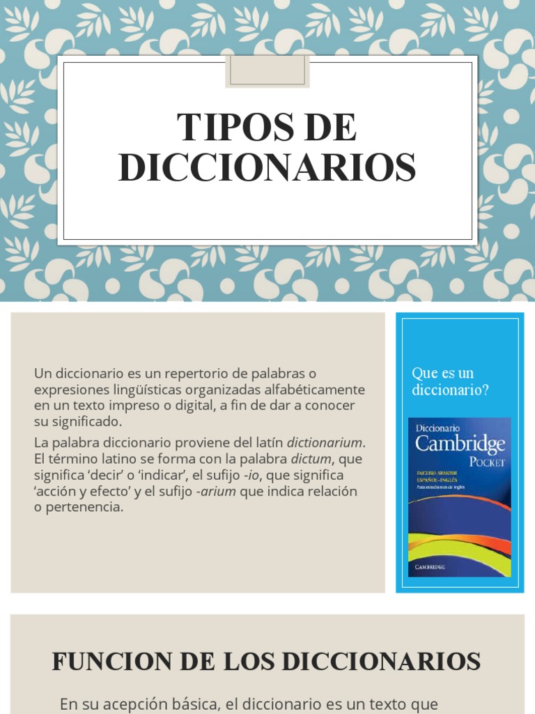 Tipos de Diccionario | PDF | Diccionario | Multilingüismo