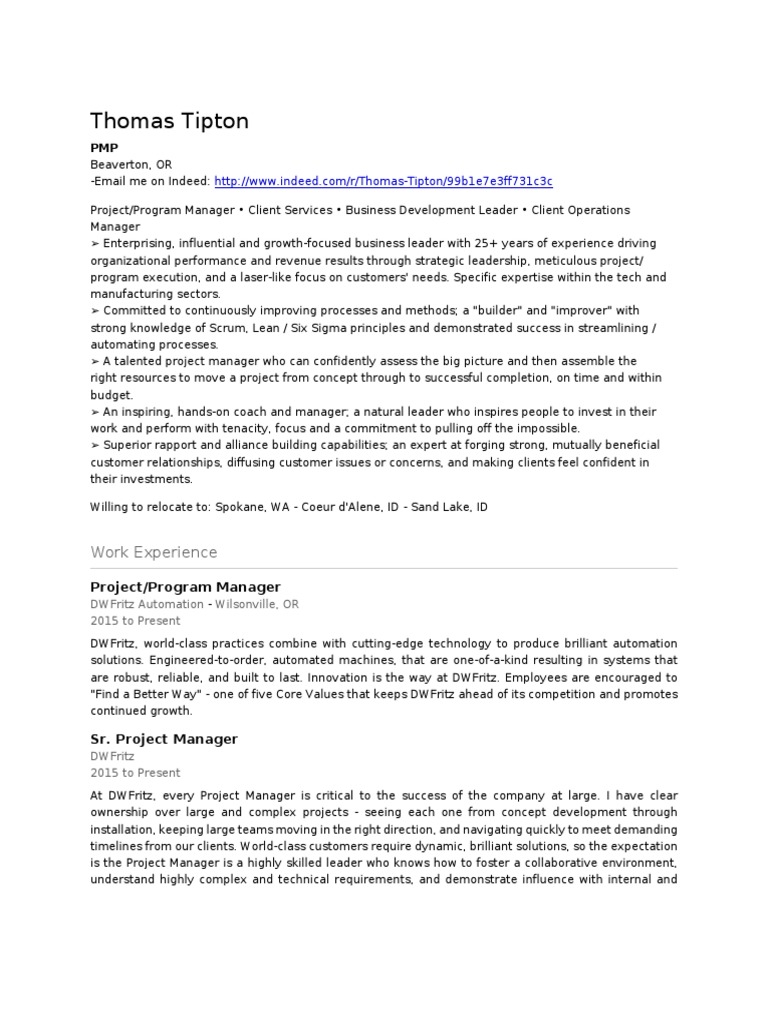 Thomas Tipton | PDF | Project Management | Business