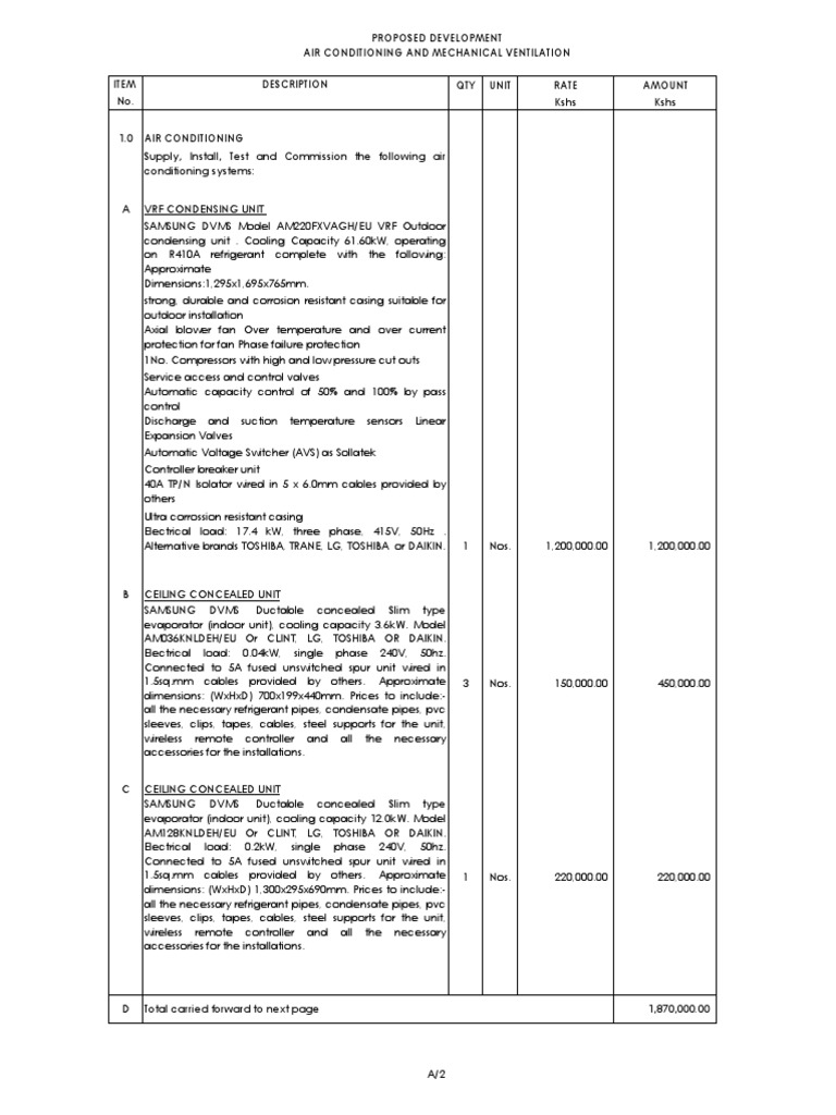 3.0 Hvac Boq - Estimate | PDF | Duct (Flow) | Pipe (Fluid Conveyance)
