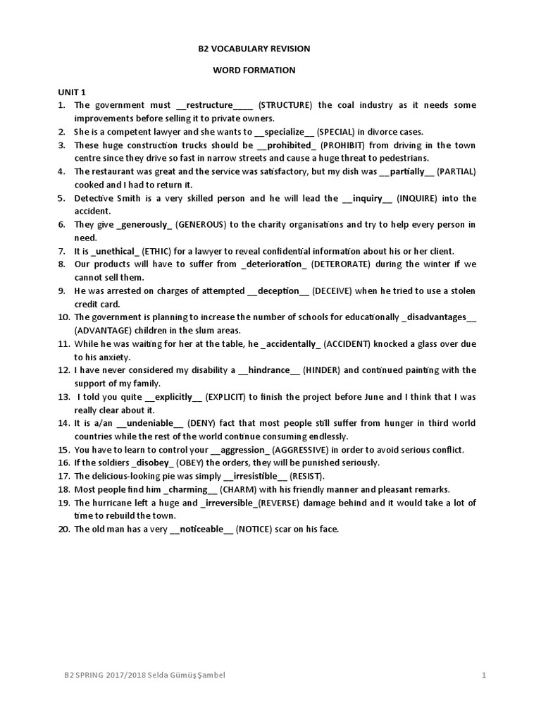 Vocabulary Revision Units 1-4.yta | PDF | Employment