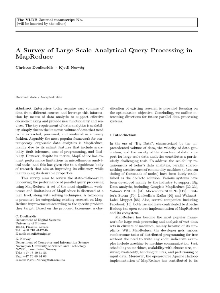 MapReduce Query Processing Survey | PDF | Apache Hadoop | Map Reduce