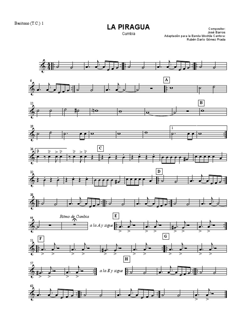 La Piragua - Baritono (T.C.) 1 | PDF