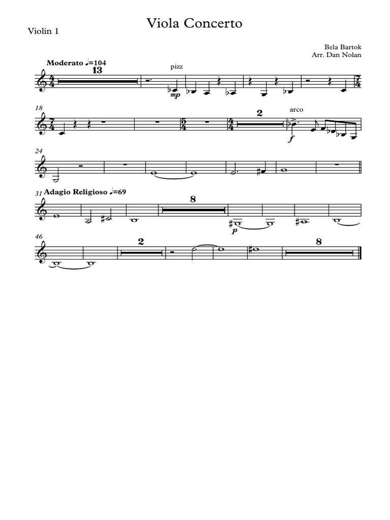 Bartok Viola Concerto - Violin 1 | PDF