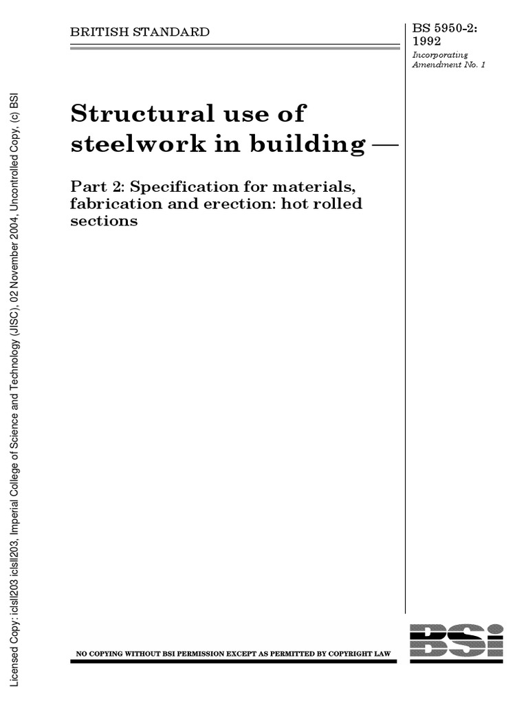 BS 5950-2-1992 | PDF | Structural Steel | Screw