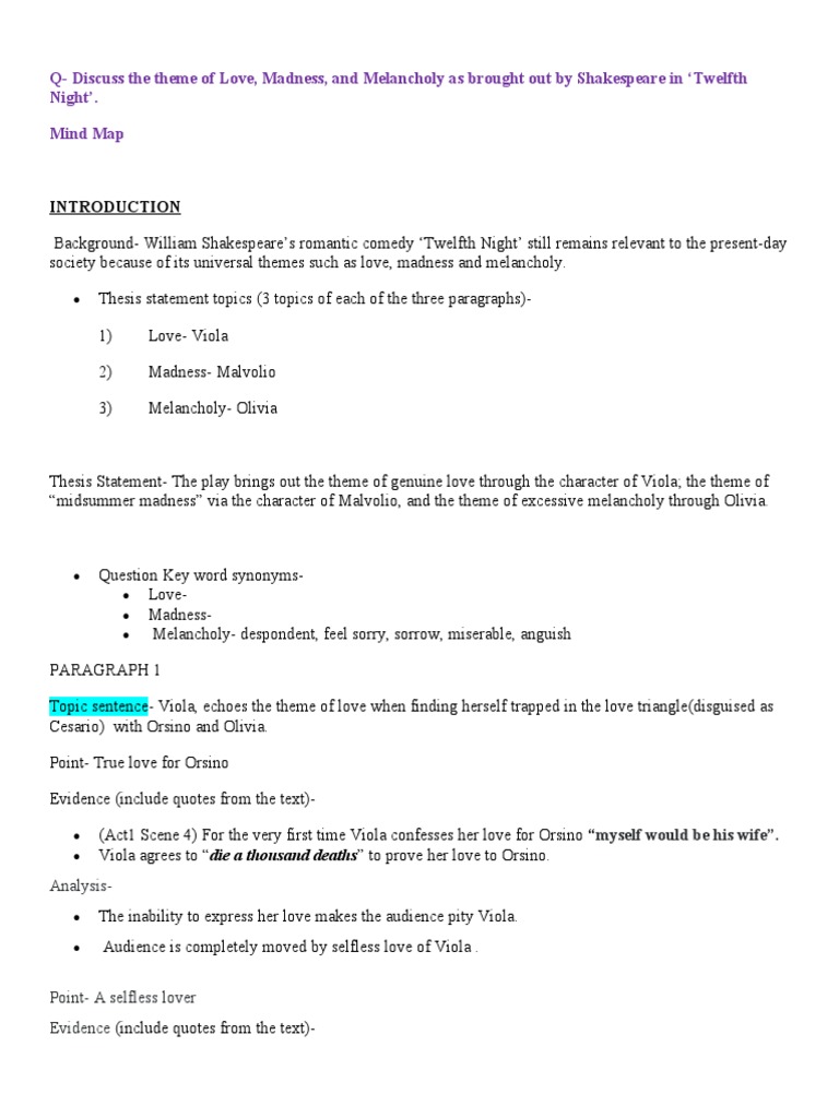 Shakespeare's Themes in Twelfth Night | PDF | Twelfth Night