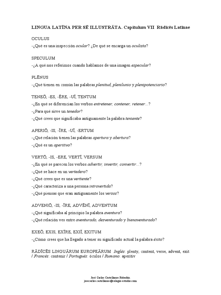 002.radices Latinae. Capitulum VII | PDF