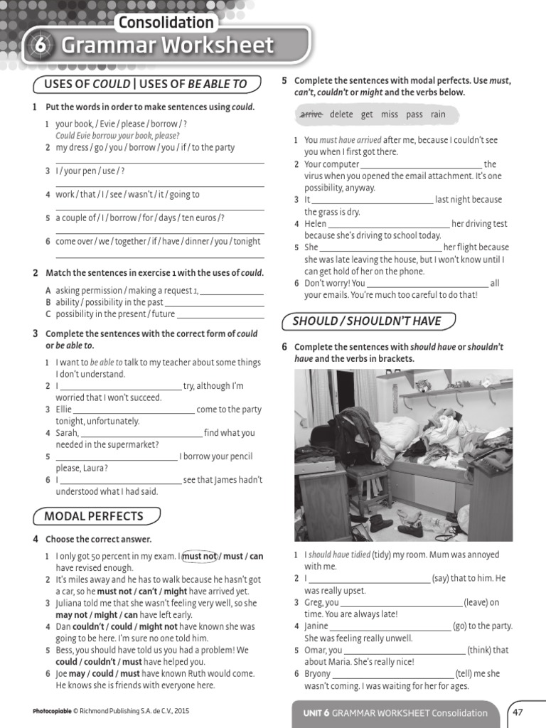 Achievers B2 Grammar Worksheet Consolidation Unit 6 | PDF