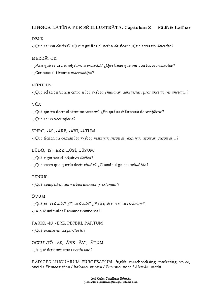 002.radices Latinae. Capitulum X | PDF