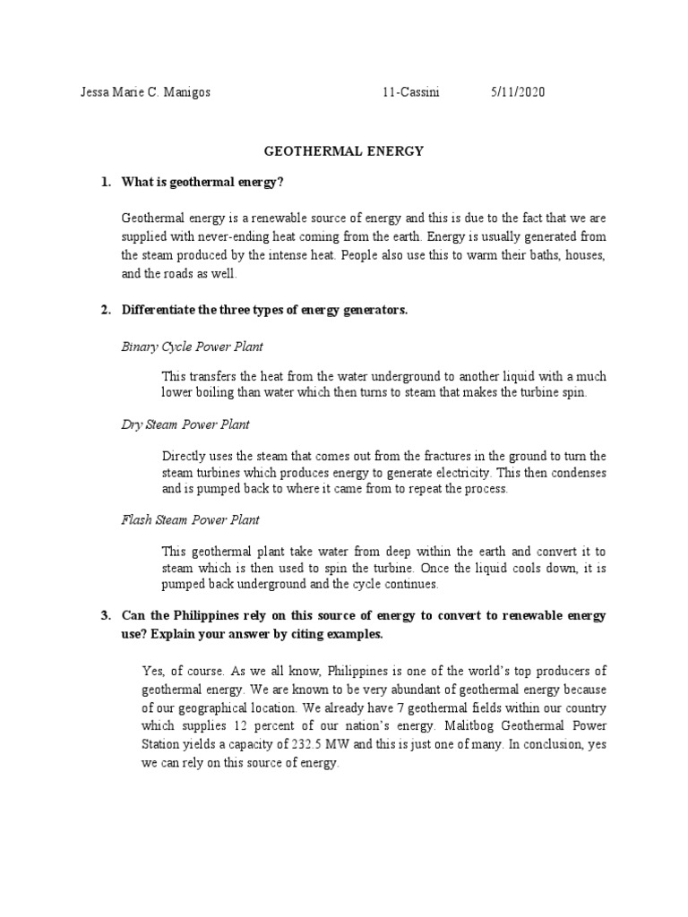 Earth Science Geothermal Energy | PDF | Home & Garden | Science ...