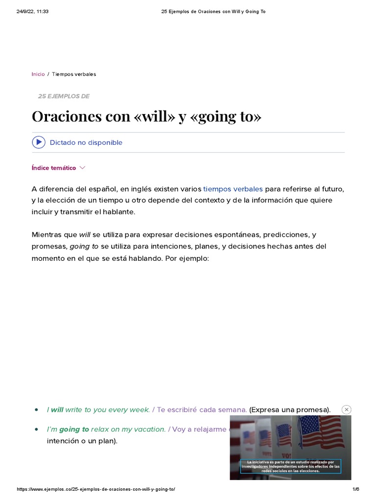 25 Ejemplos de Oraciones Con Will y Going To | PDF | Verbo | Mecánica ...