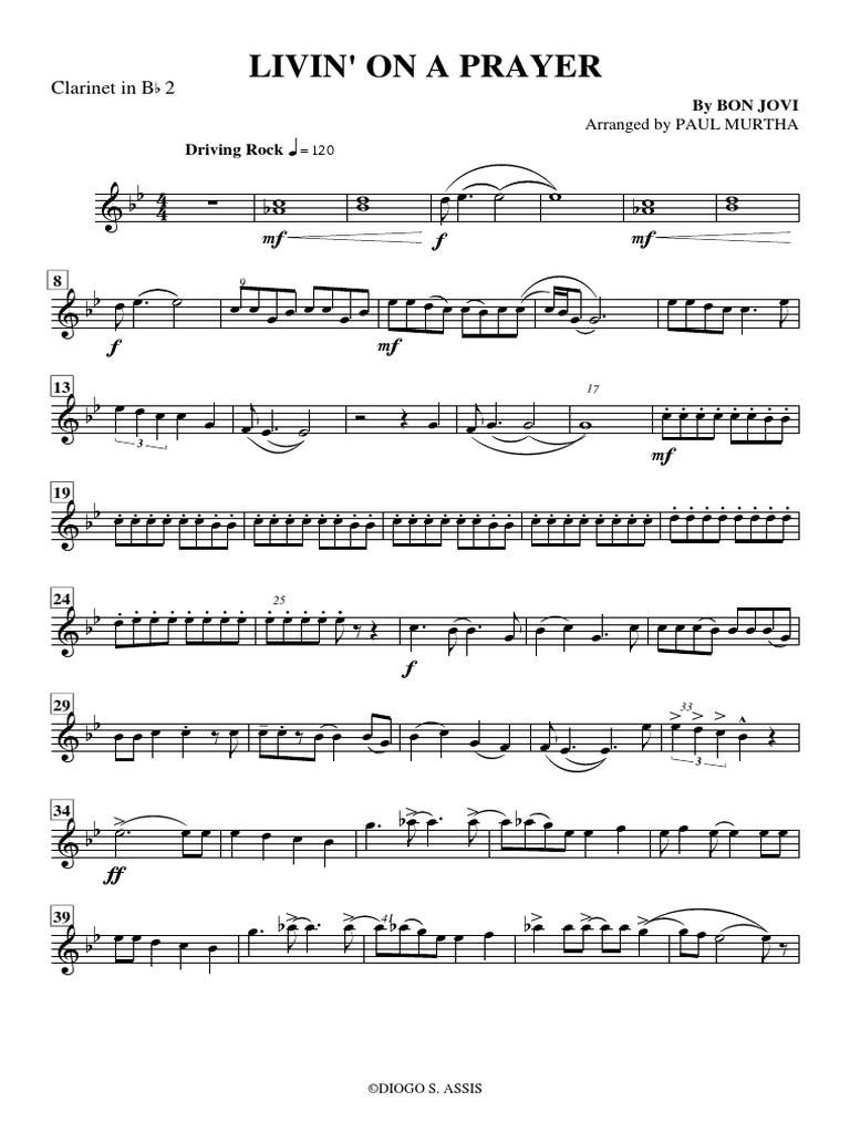 03livin' On A Prayer - Clarinet in BB 2 | PDF