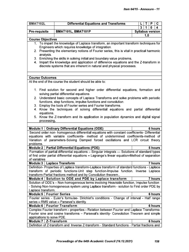 Bmat102l Differential-equations-And-transforms Th 1.0 67 Bmat102l 64 ...