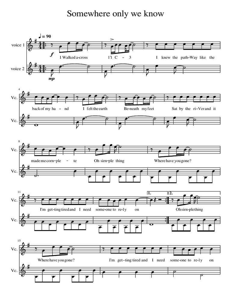Somewhere Only We Know Keane Sax | PDF | Songs Written