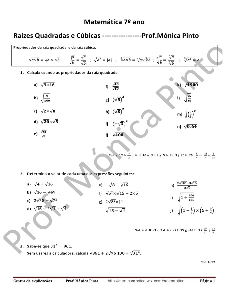 Raizes Quadradas e Cubicas | PDF | Raiz quadrada